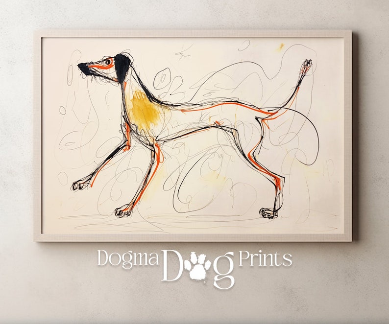 Printable Abstract Greyhound Sketch Drawing, Multi-medium, Printable ...