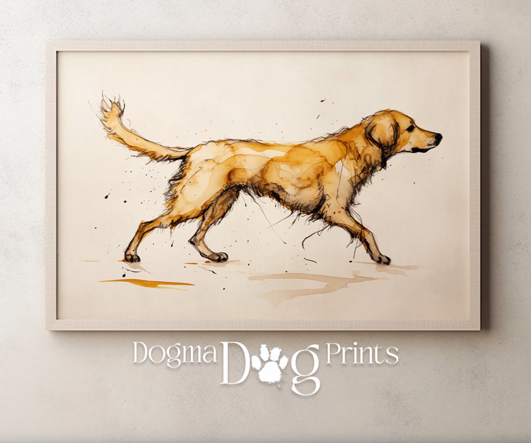 Printable Golden Retriever Sketch Drawing, Multi-medium, Printable ...