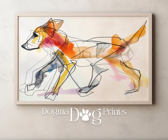 Dibujo De Perro Abstracto Diseño Abstracto Colorido De Perros Stock