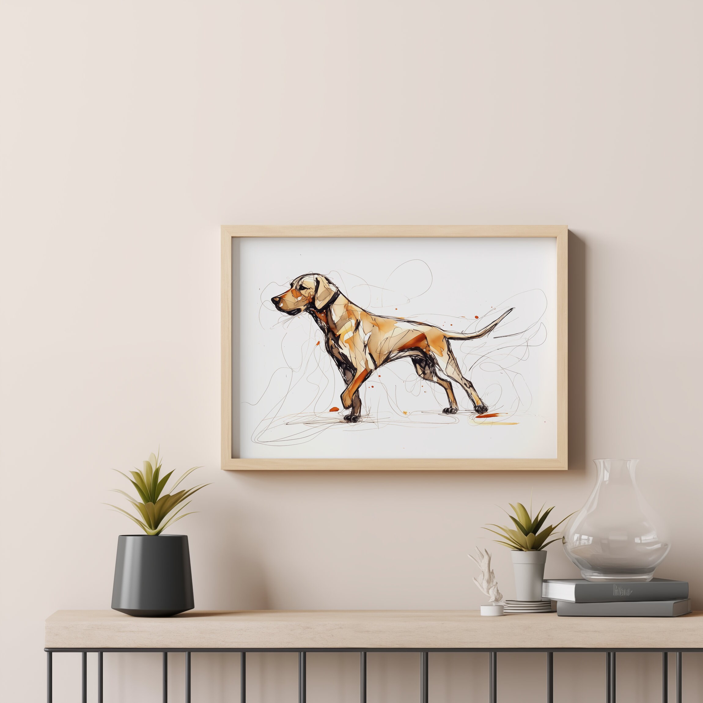 Printable Labrador Retriever Sketch Drawing, Multi-medium, Chocolate ...