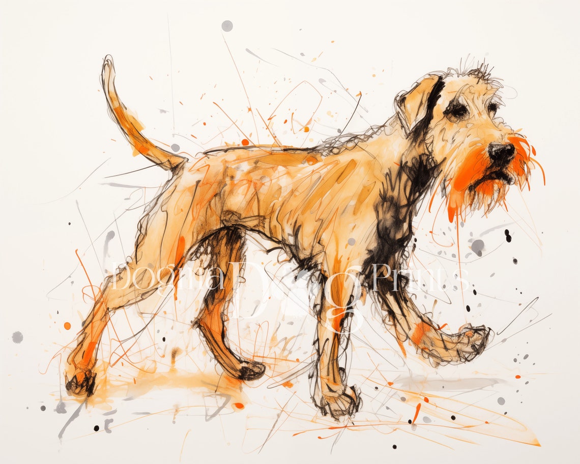 Printable Airedale Terrier Sketch Drawing, Multi-medium, Printable ...