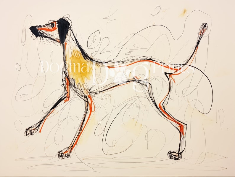 Printable Abstract Greyhound Sketch Drawing, Multi-medium, Printable ...