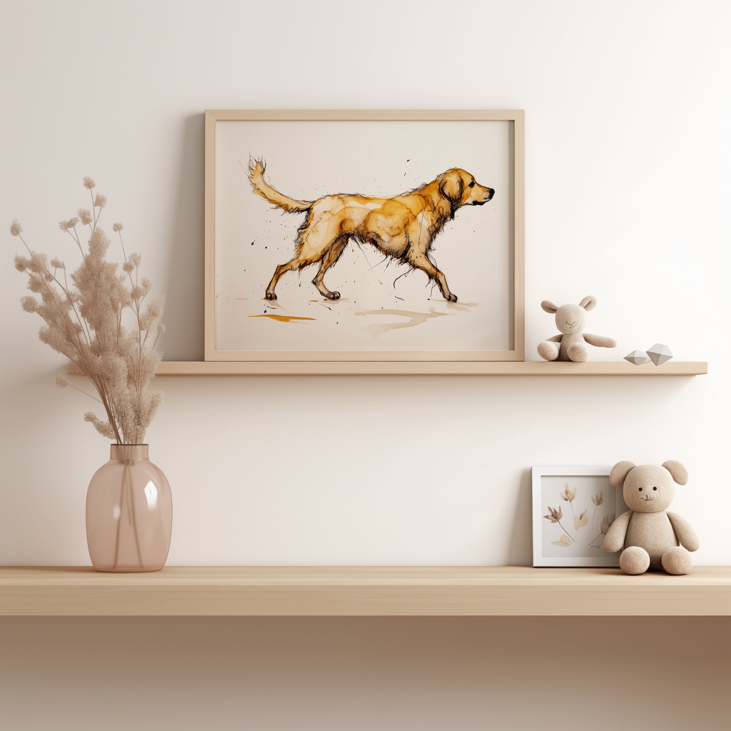 Printable Golden Retriever Sketch Drawing, Multi-medium, Printable ...