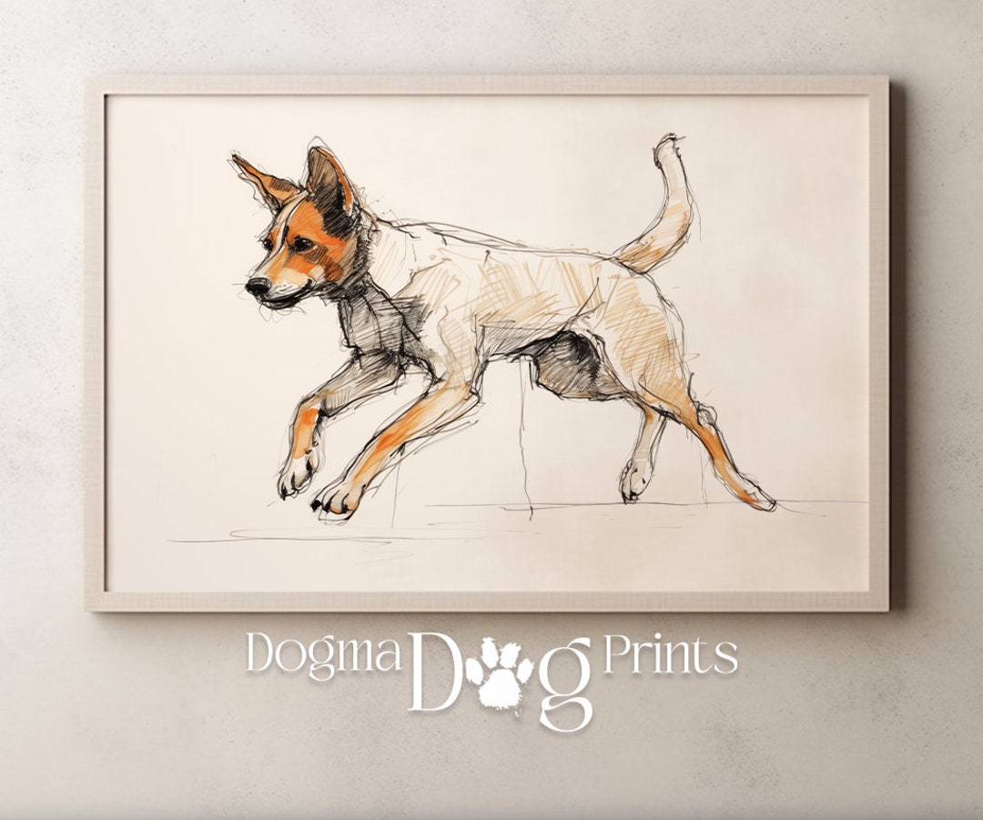 Printable Australian Cattle Dog Art Sketch, Multi-medium, Printable ...