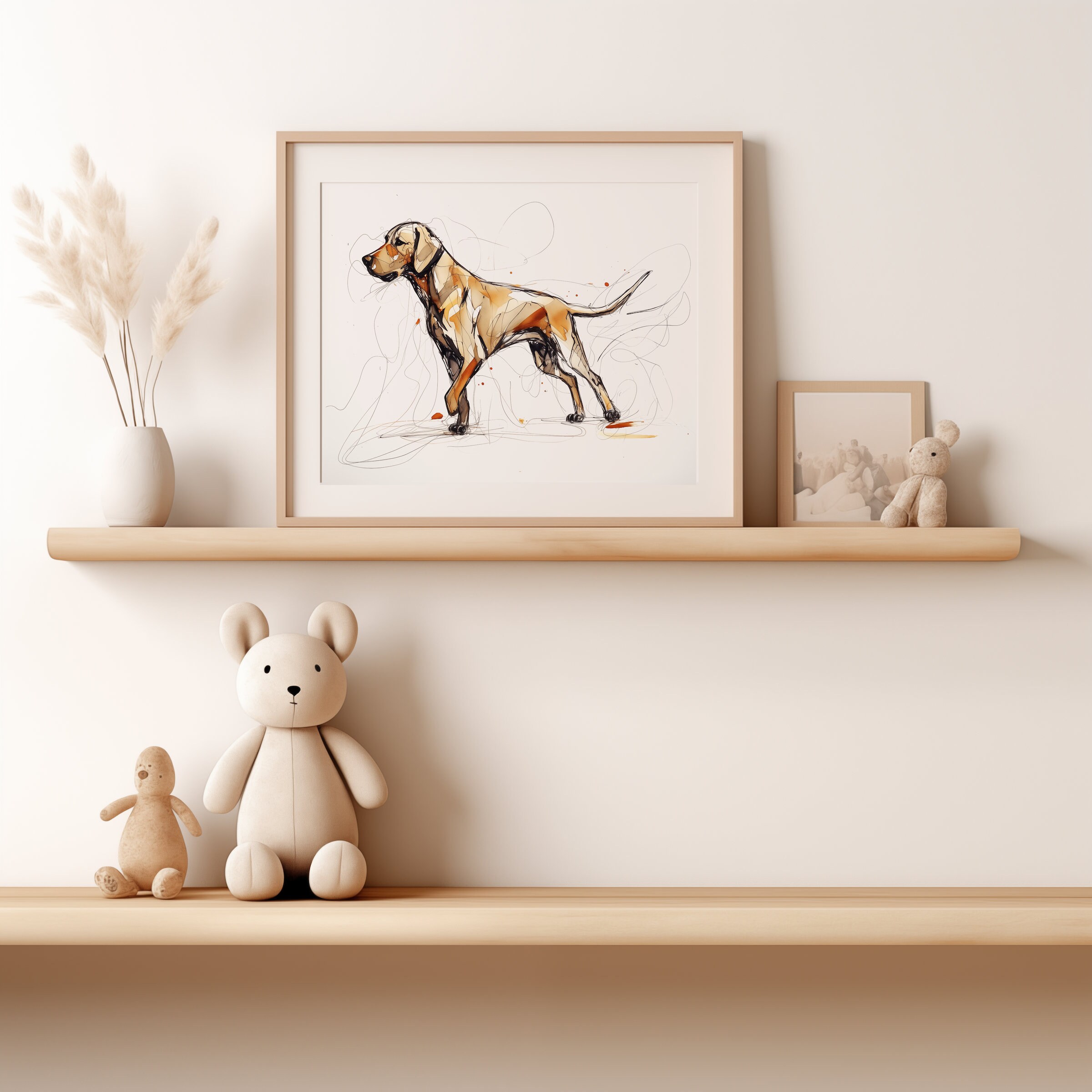 Printable Labrador Retriever Sketch Drawing, Multi-medium, Chocolate ...
