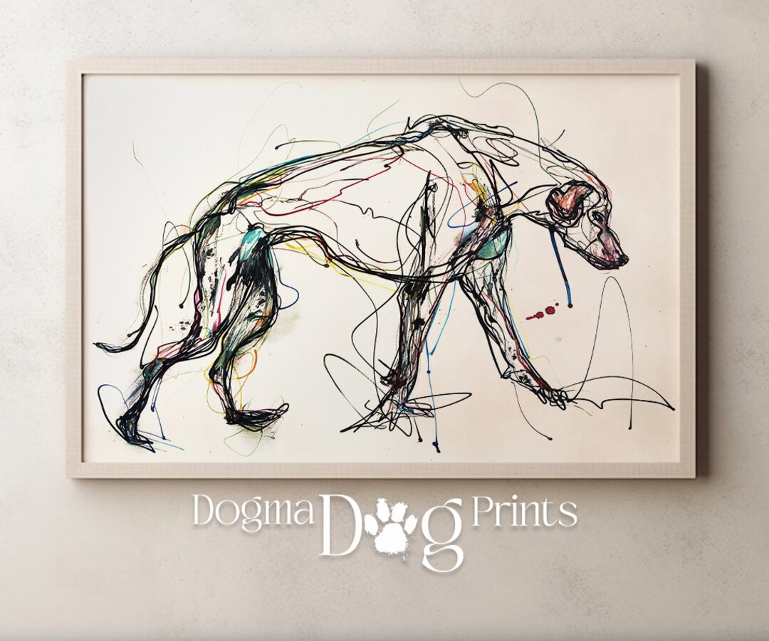 Printable Abstract Dog Line Art Sketch Drawing, Multi-medium, Printable ...