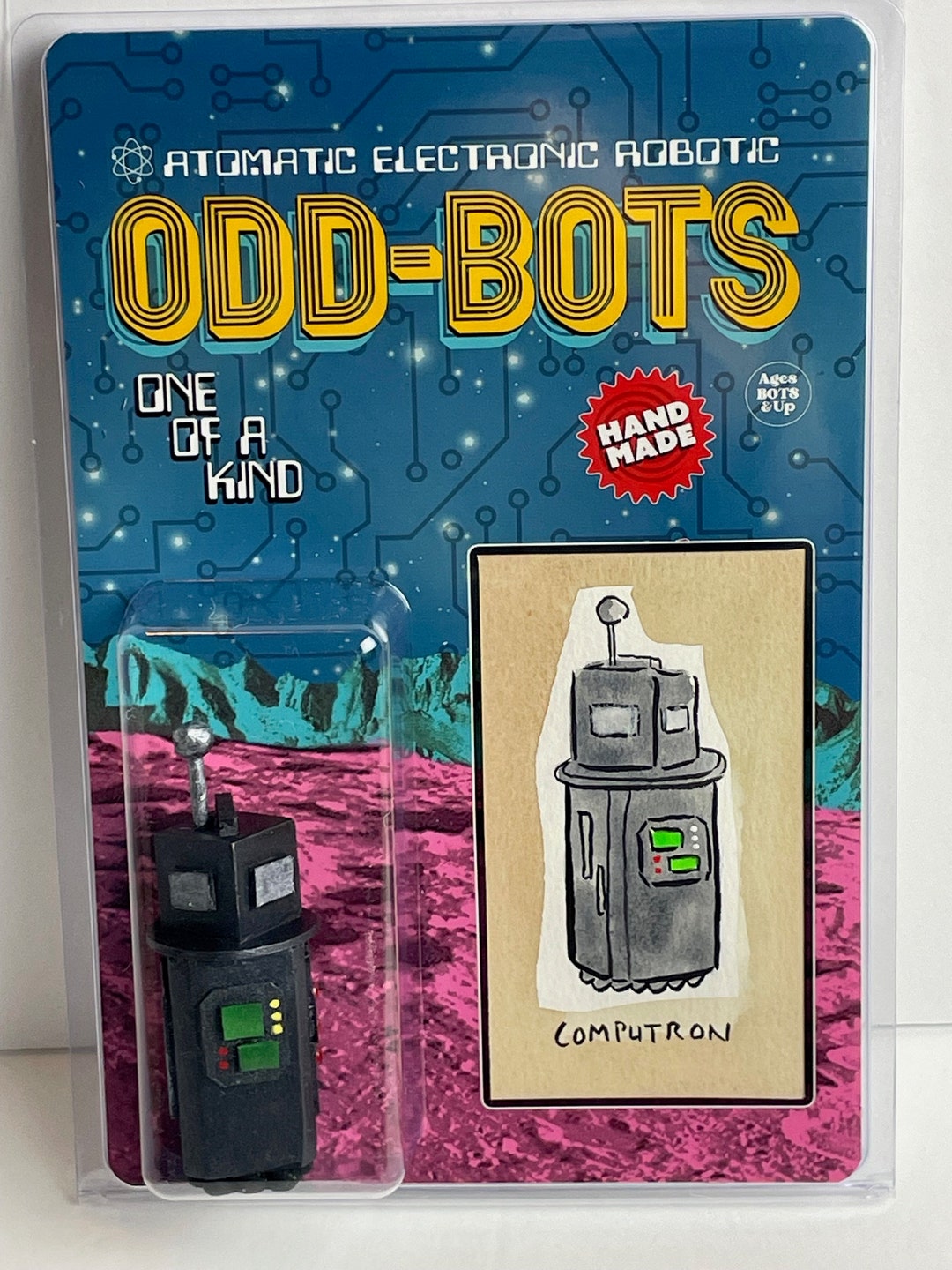 ODD BOTS computron Wood Figure on Card Robot - Etsy