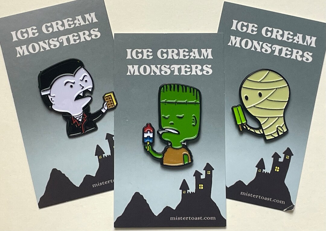 ICE CREAM Monster Pins - Set of Three - Etsy