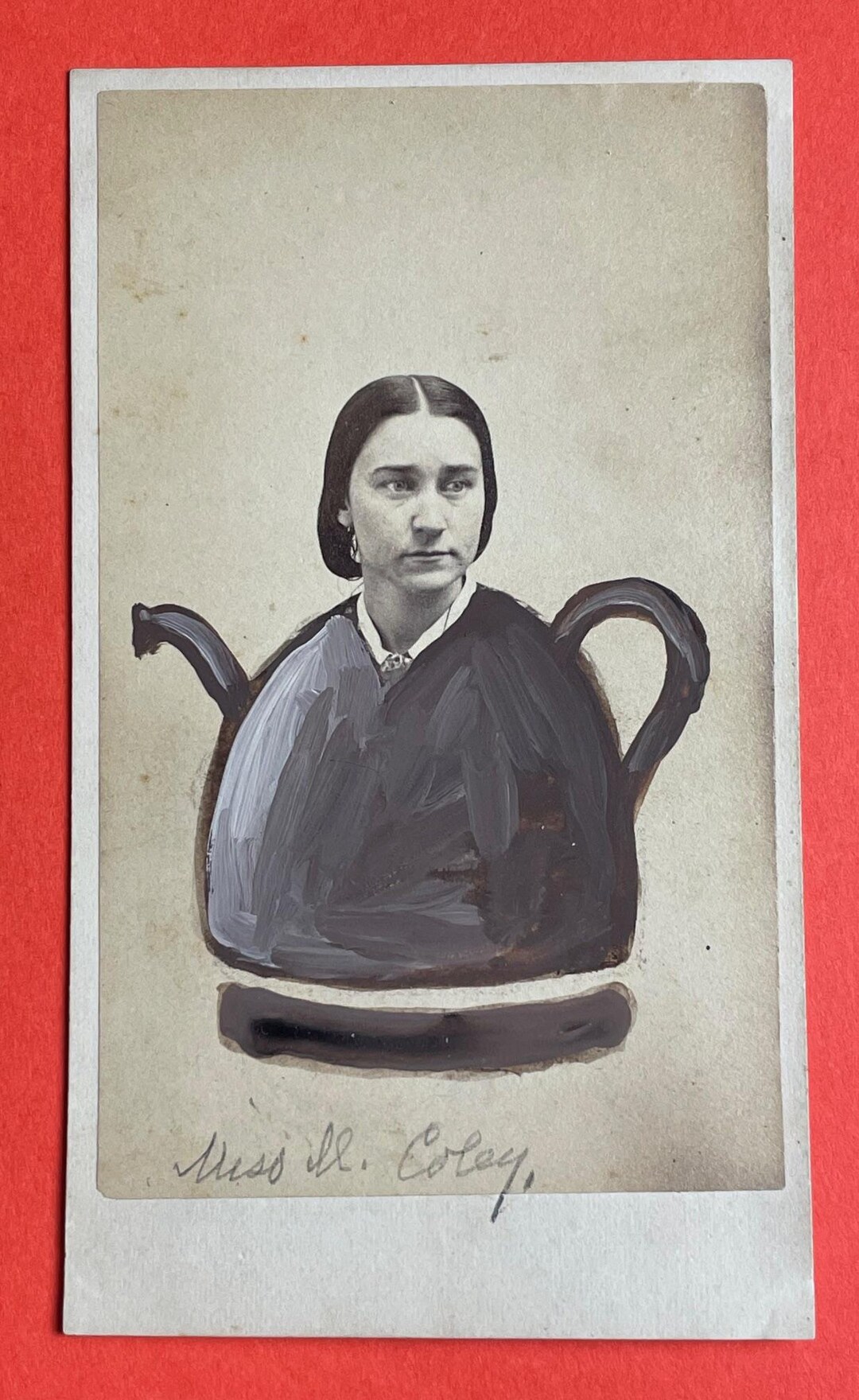 Teapot Lady - Hand Painted Vintage Photo - Etsy