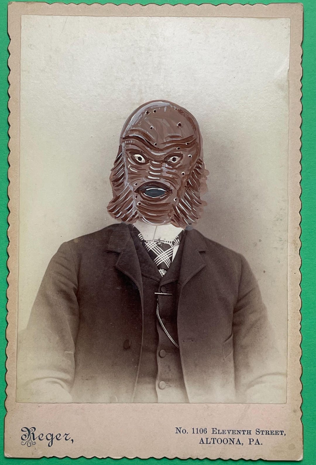 Victorian Creature From the Black Lagoon - Hand Painted Vintage Photo ...