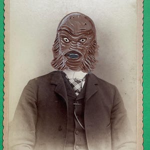 Victorian Creature From the Black Lagoon - Hand Painted Vintage Photo ...