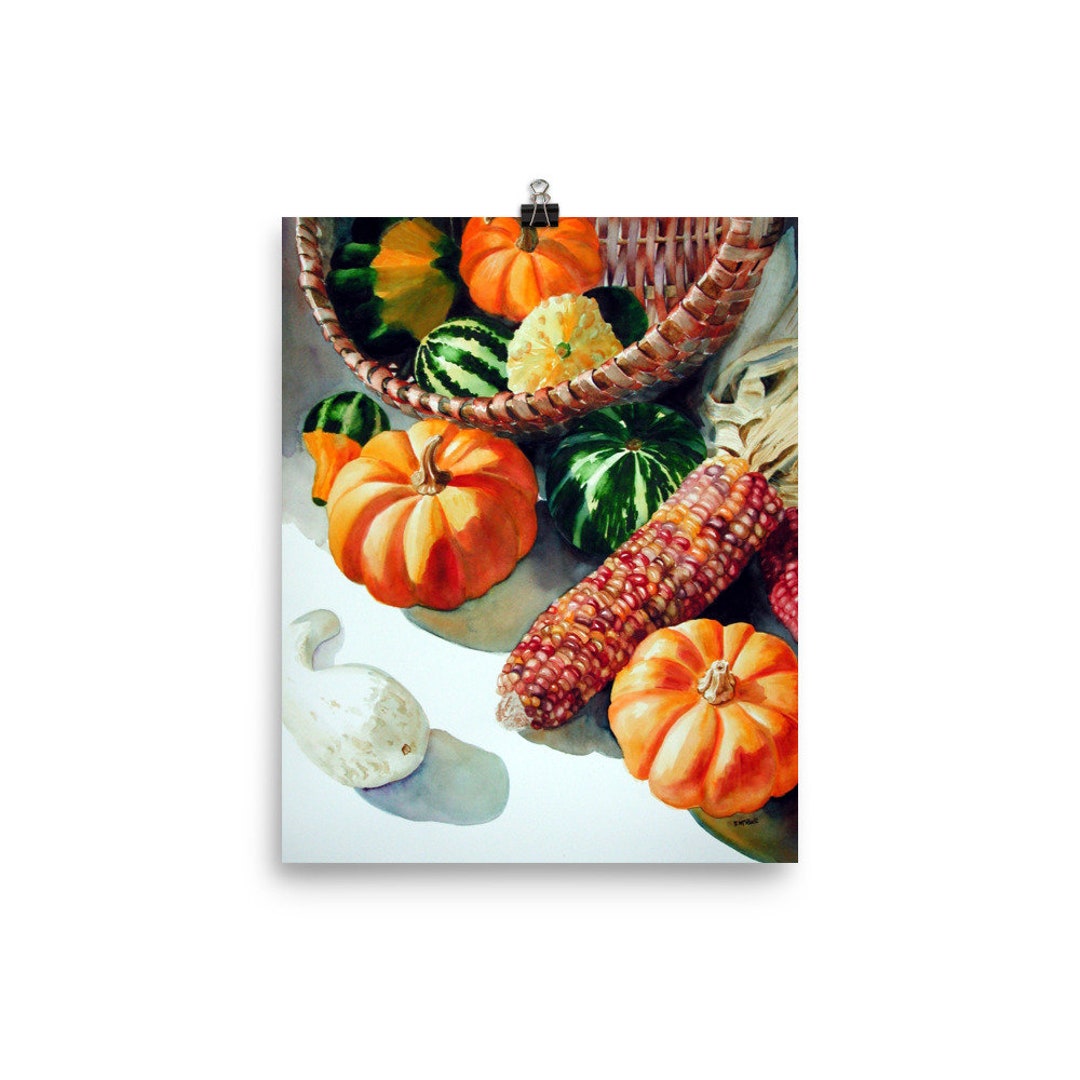 Fall Harvest Watercolor Poster by Elizabeth Mcrorie - Etsy