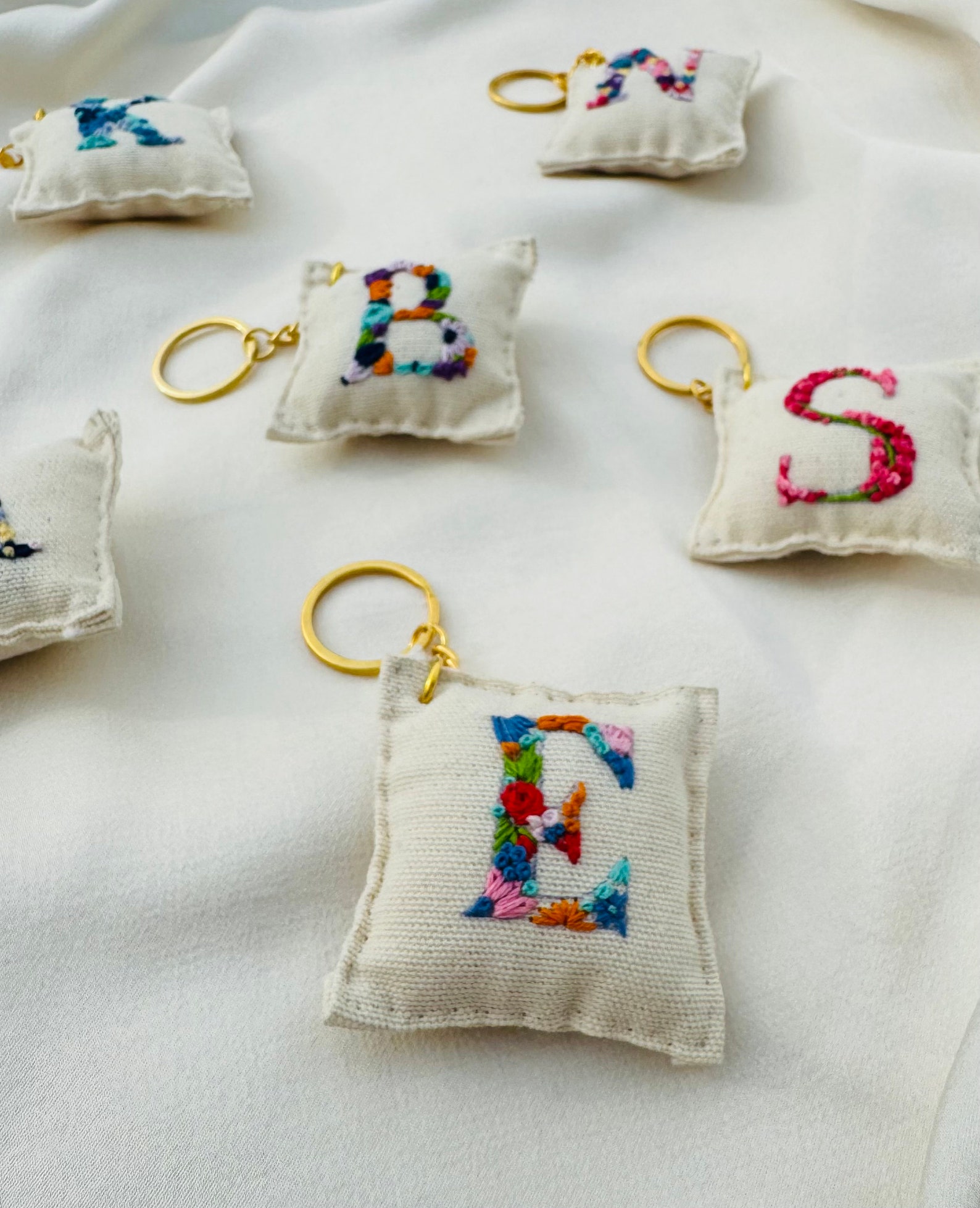 Embroidered Name Keychain Custom Gift, Embroidered Personalized Key ...