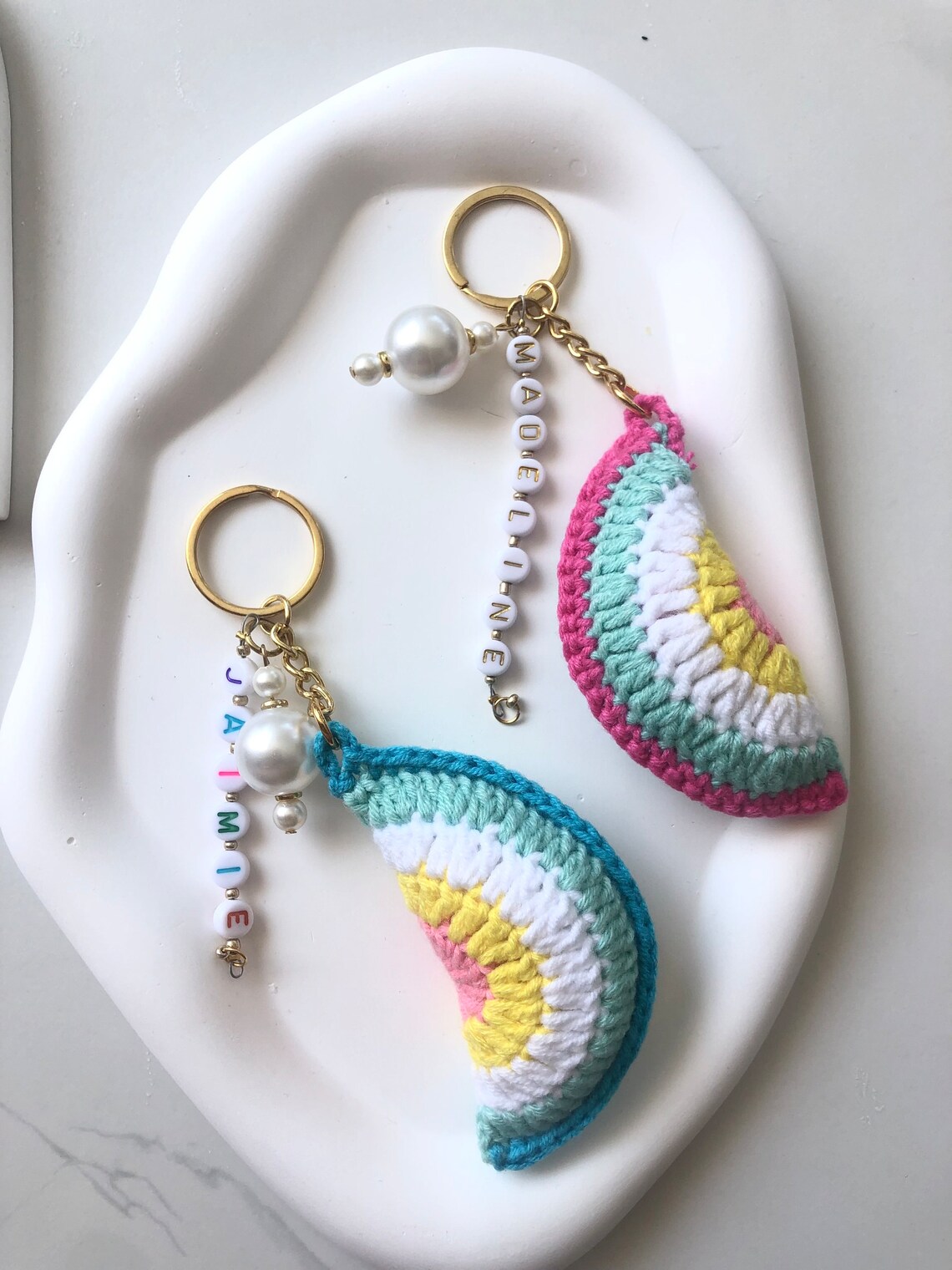 Colorful Watermelon Slice Bag Charm, Customized Crochet Watermelon ...