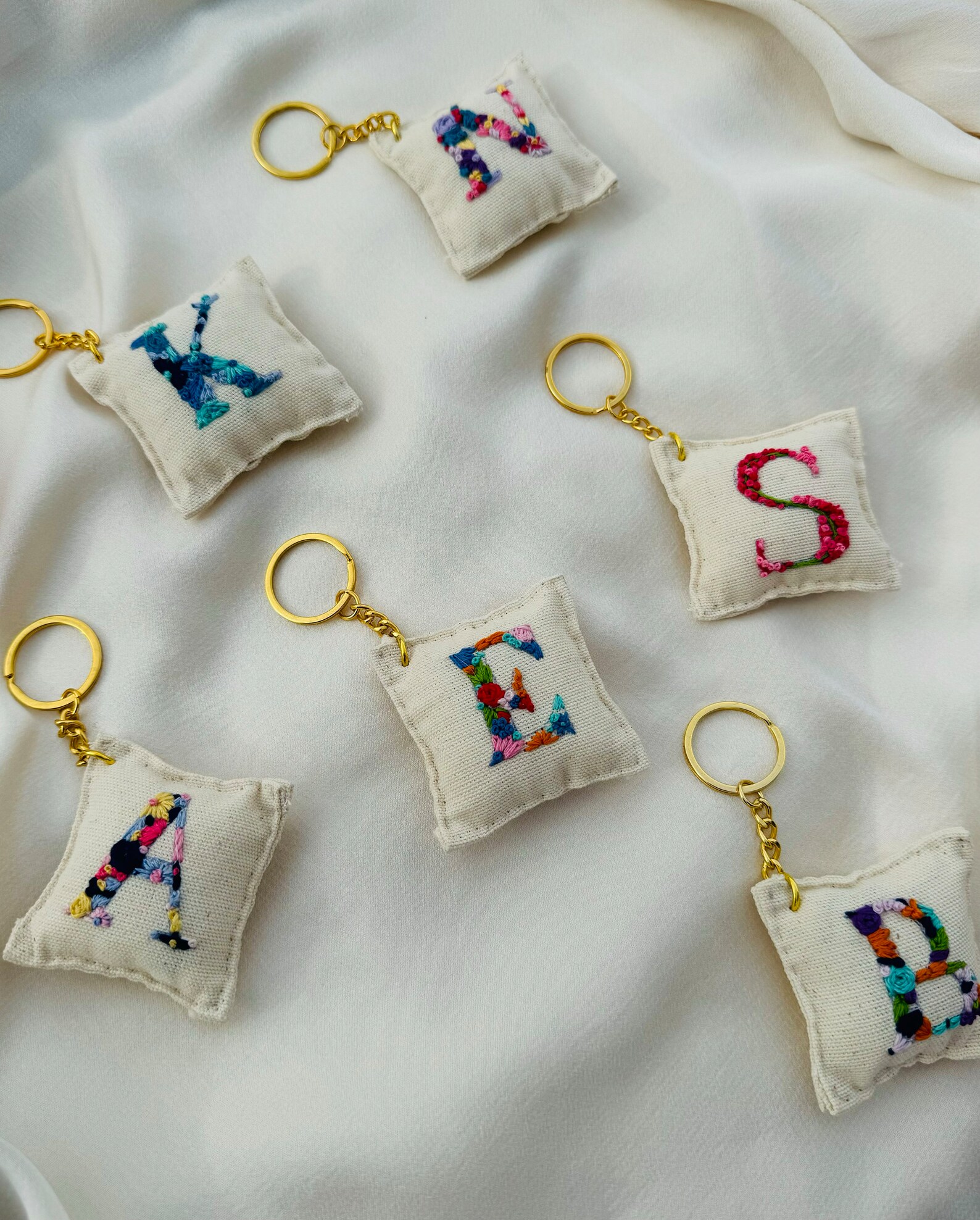 Embroidered Name Keychain Custom Gift, Embroidered Personalized Key ...