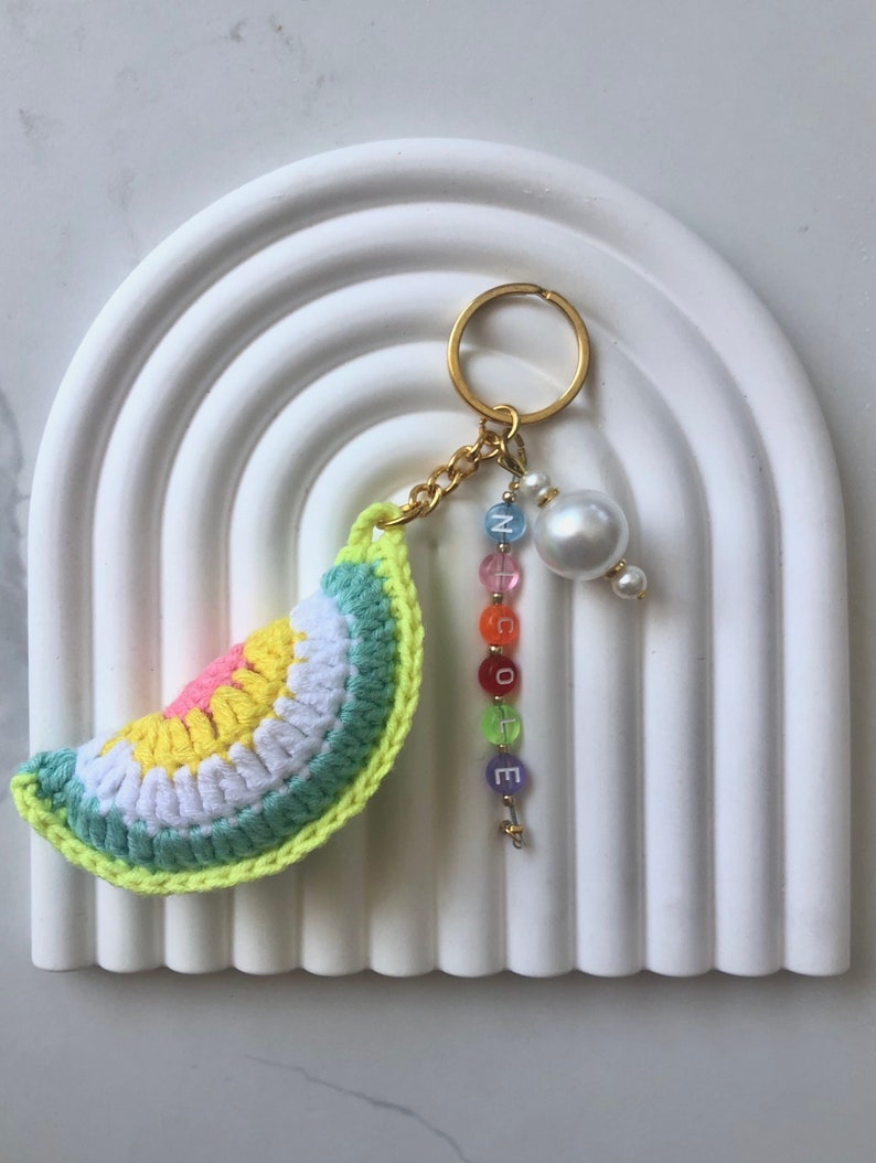 Colorful Watermelon Slice Bag Charm, Customized Crochet Watermelon ...