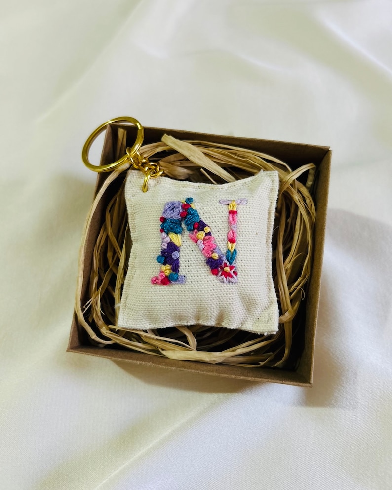 Embroidered Name Keychain Custom Gift, Embroidered Personalized Key ...