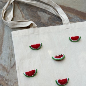 Crochet Watermelon Slice Badge, Crochet Watermelon Applique, Crochet ...