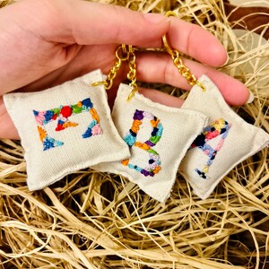 Embroidered Name Keychain Custom Gift, Embroidered Personalized Key ...