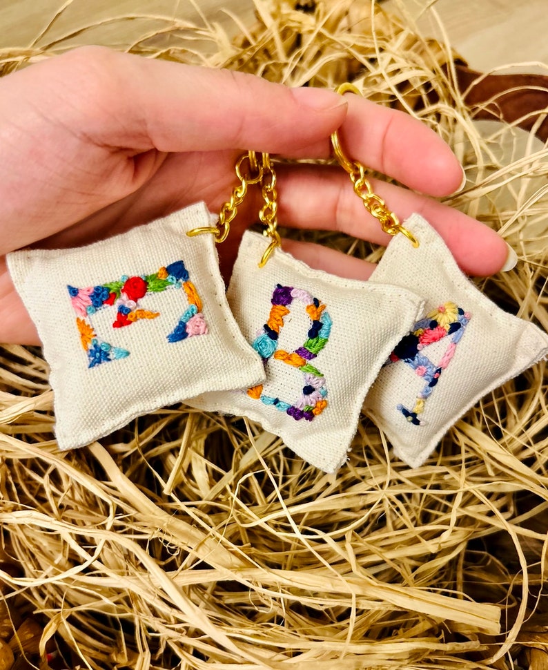 Embroidered Name Keychain Custom Gift, Embroidered Personalized Key ...