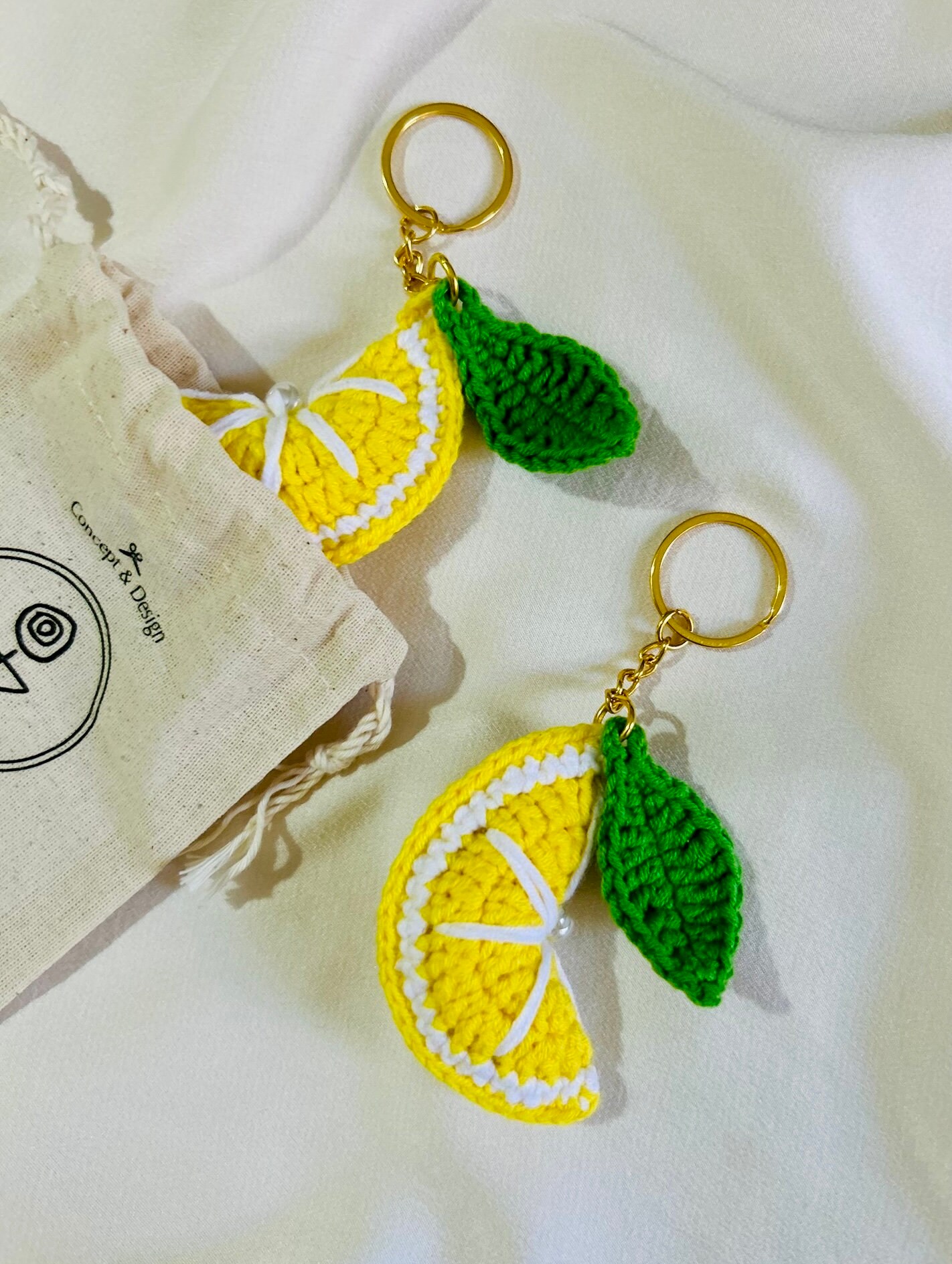Crochet Fruit Lemon Keychain, Crochet Cool Keychains Gift Ideas ...