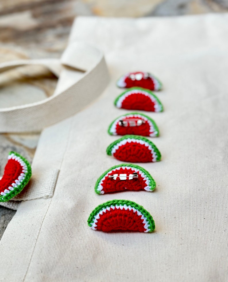 Crochet Watermelon Slice Badge, Crochet Watermelon Applique, Crochet ...