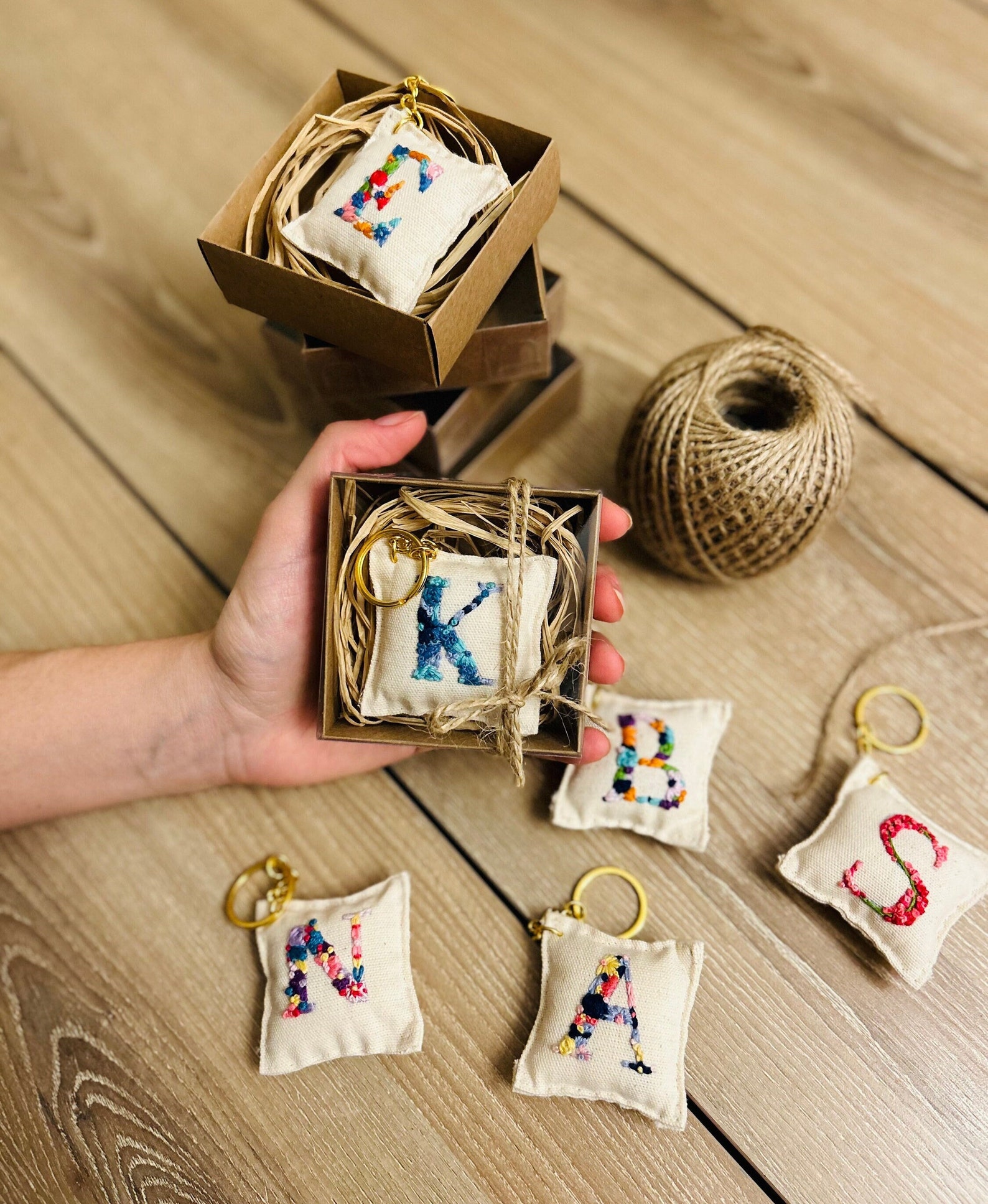 Embroidered Name Keychain Custom Gift, Embroidered Personalized Key ...