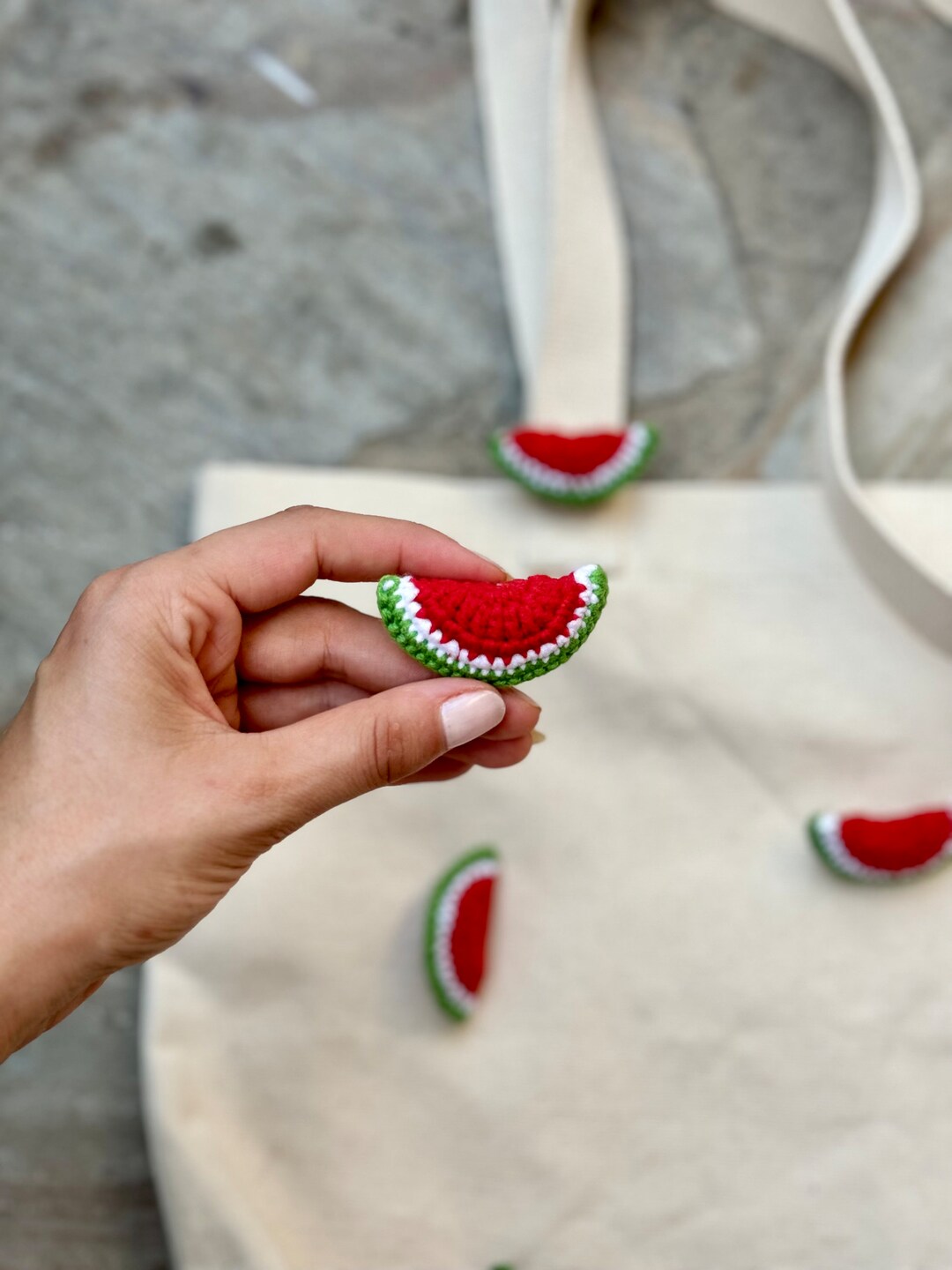 Crochet Watermelon Slice Badge, Crochet Watermelon Applique, Crochet ...