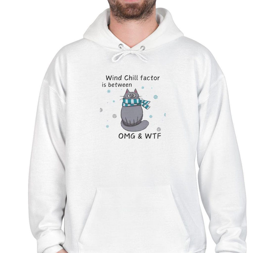 Funny Cat Wind Chill Factor Humor T-shirt Windy Weather Cat Freezing ...