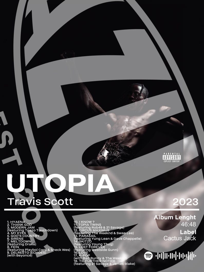 Travis Scott, Utopia, Vintage Posters, Cactus Jack, Y2K - Etsy