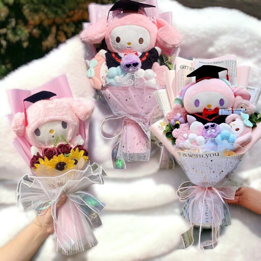 Sanrio My Melody Bouquet With Graduation Hats, Sanrio Plush, Sanrio ...