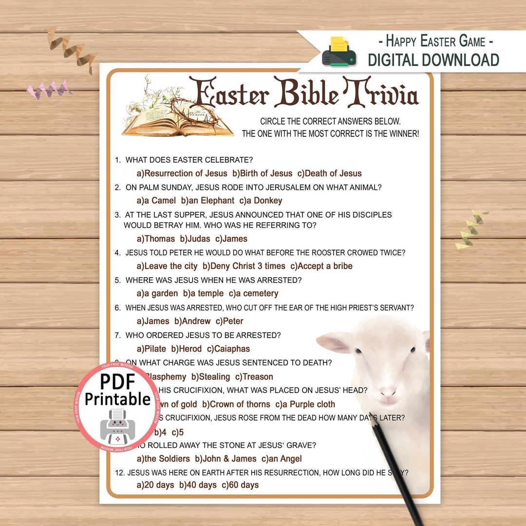 Easter Bible Trivia Questions Easter Religious Game Easter Party Ideas ...