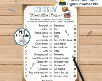Father's Day Printable Game, Would You Rather Dad Activity Superhero ...