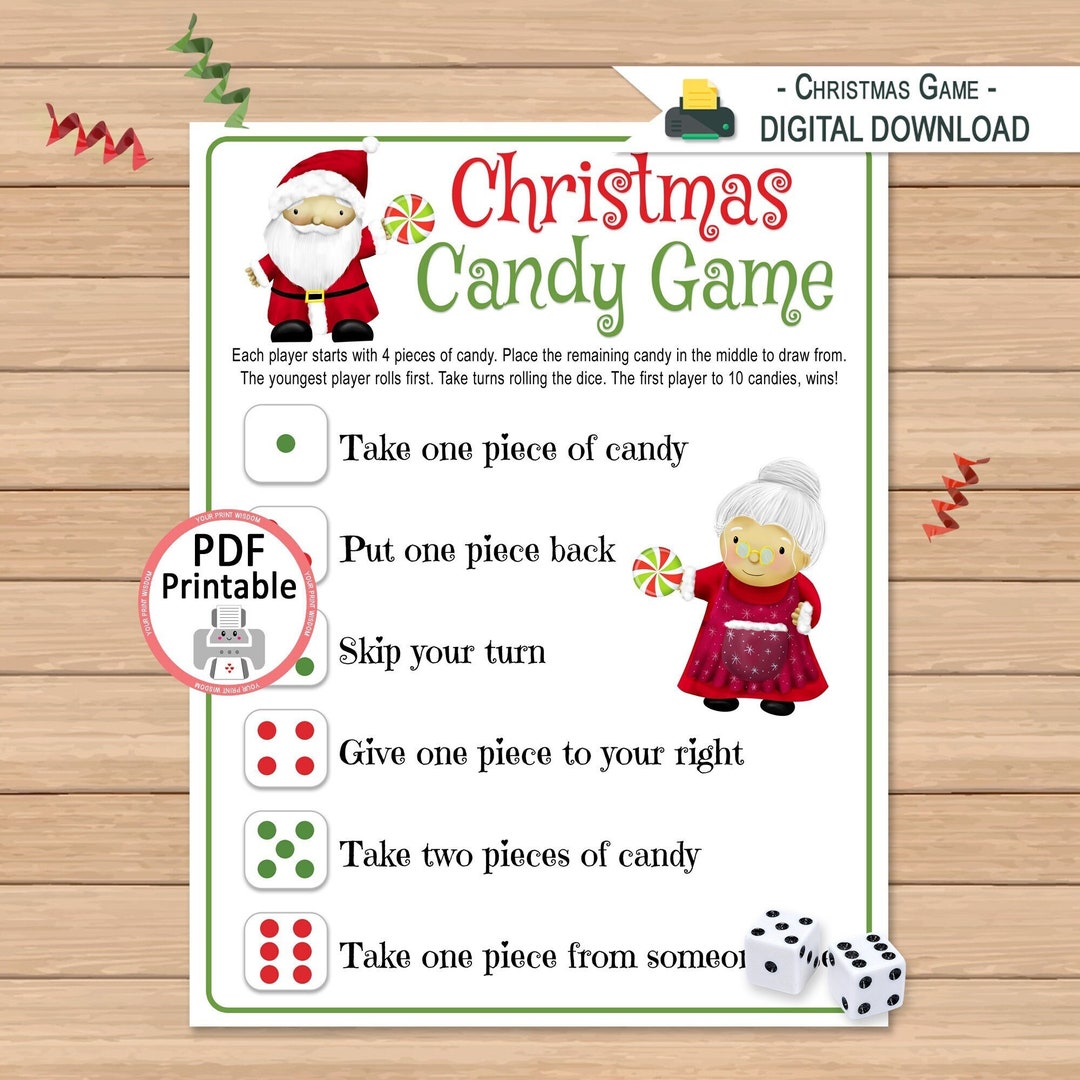 Christmas Pass the Candy Game for Kids Printable Christmas Party Game ...