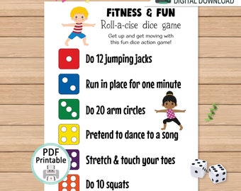 Fitness and Exercise Activity for Kids, Brain Break, Dice Game Movement ...
