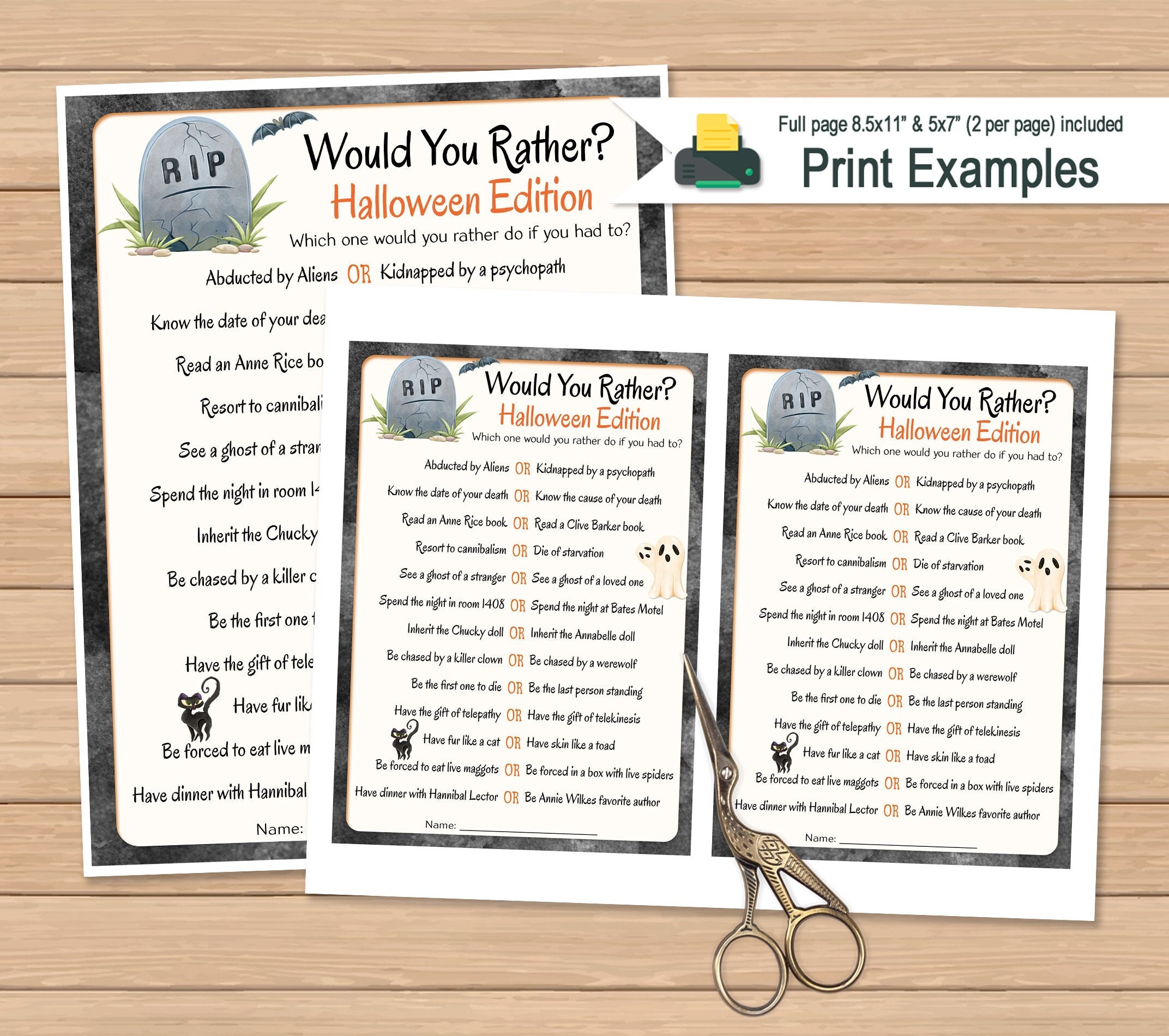 Would You Rather Halloween Game Halloween Party Activity Printable ...