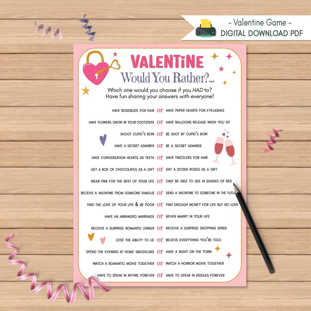 Valentine Would You Rather Romantic This or That Activity Printable ...