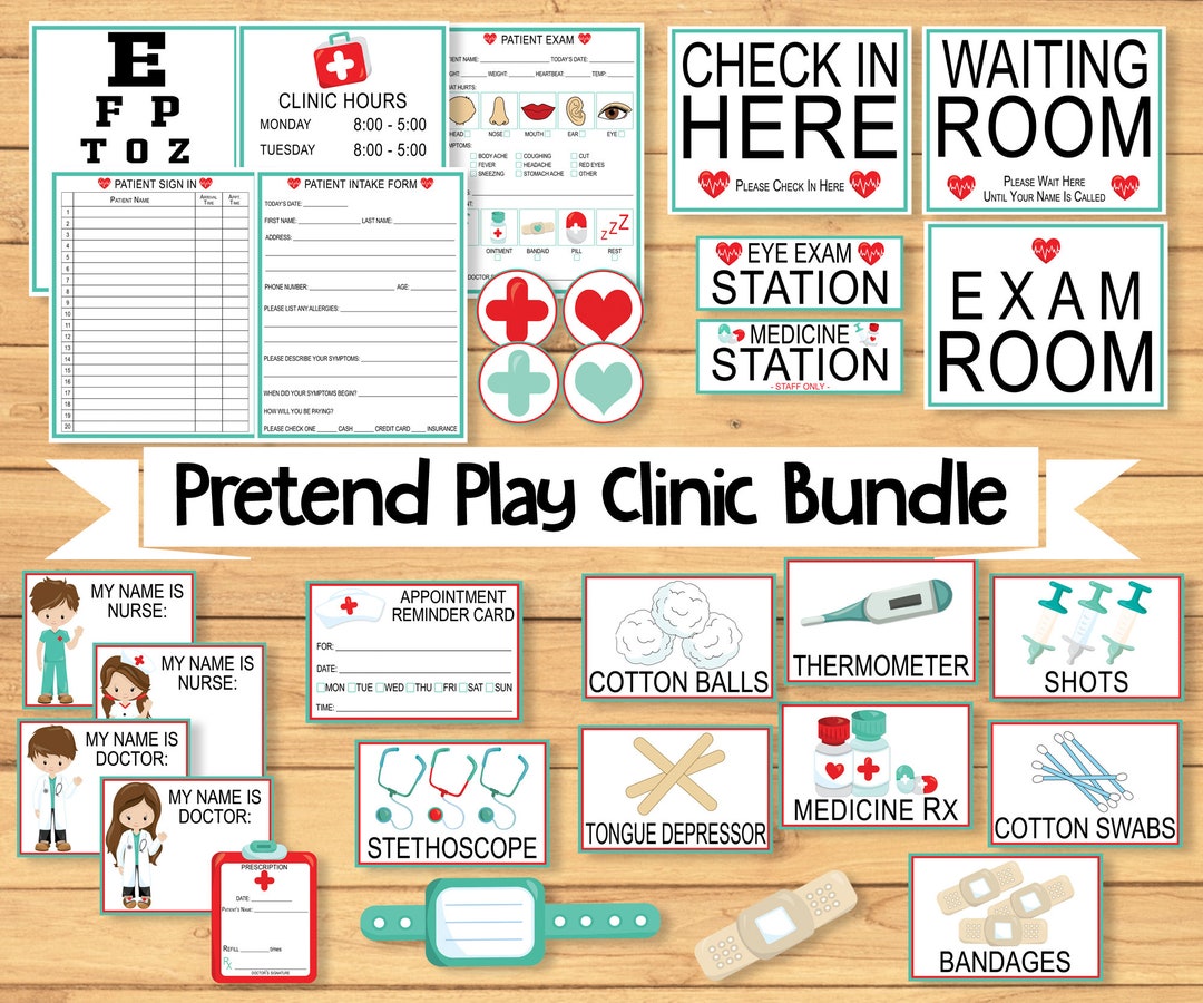 Pretend Play Doctor Clinic Printable Kids Dramatic Play Set Digital ...
