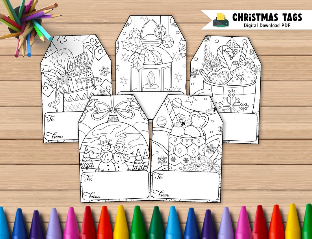 Coloring Christmas Tags Printable Gift Tag Color Holiday Christmas ...