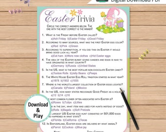 Easter Game Trivia Printable Easter Game Easter Quiz Easter Game for ...