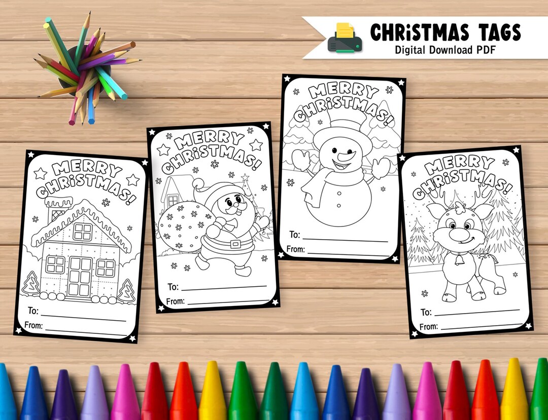 Coloring Christmas Tags Printable Gift Tag Color Holiday Christmas ...