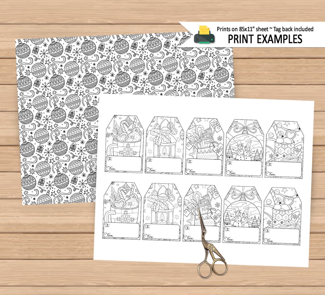 Coloring Christmas Tags Printable Gift Tag Color Holiday Christmas ...