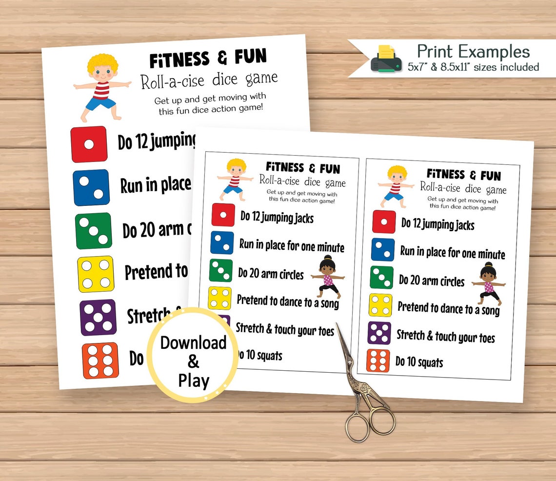 Fitness and Fun Exercise Activity for Kids Dice Game Movement Activity ...