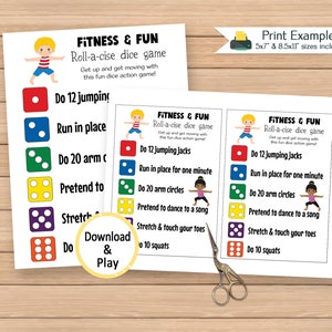Fitness and Fun Exercise Activity for Kids Dice Game Movement Activity ...