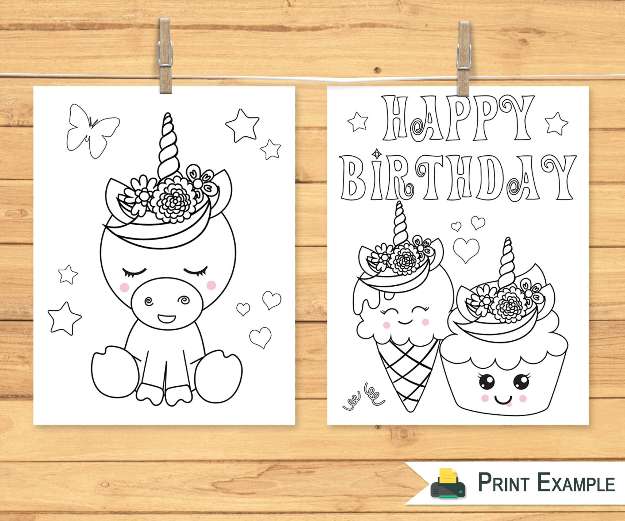 Coloring Pages for Kids Happy Birthday Unicorns Coloring Activity ...