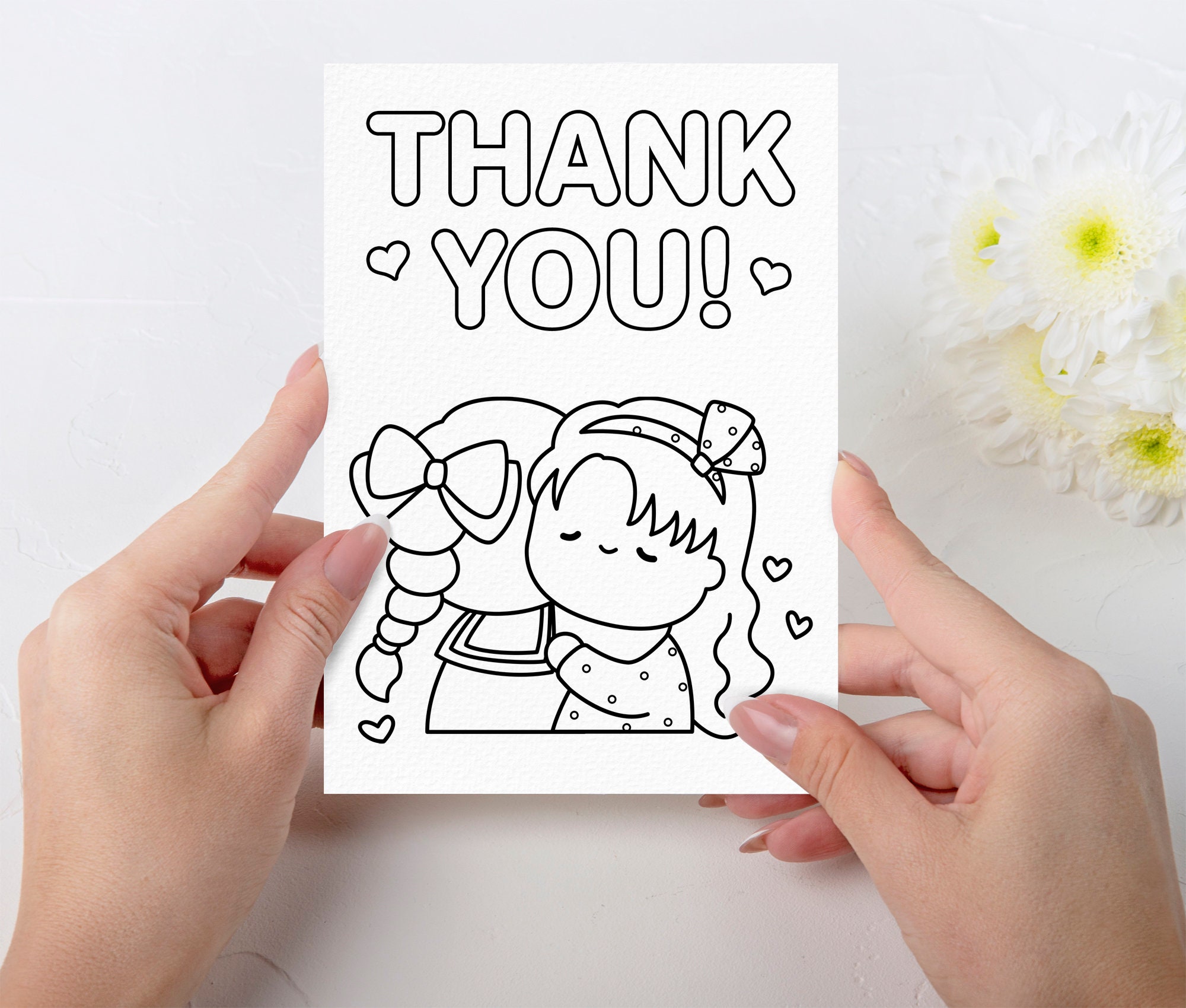 Printable Thank You Card Coloring Greeting Card Kids Color Thank You ...