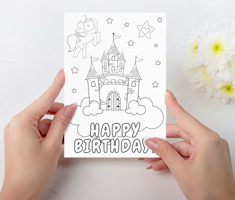 Printable Happy Birthday Card Coloring Greeting Card Kids Color Happy ...