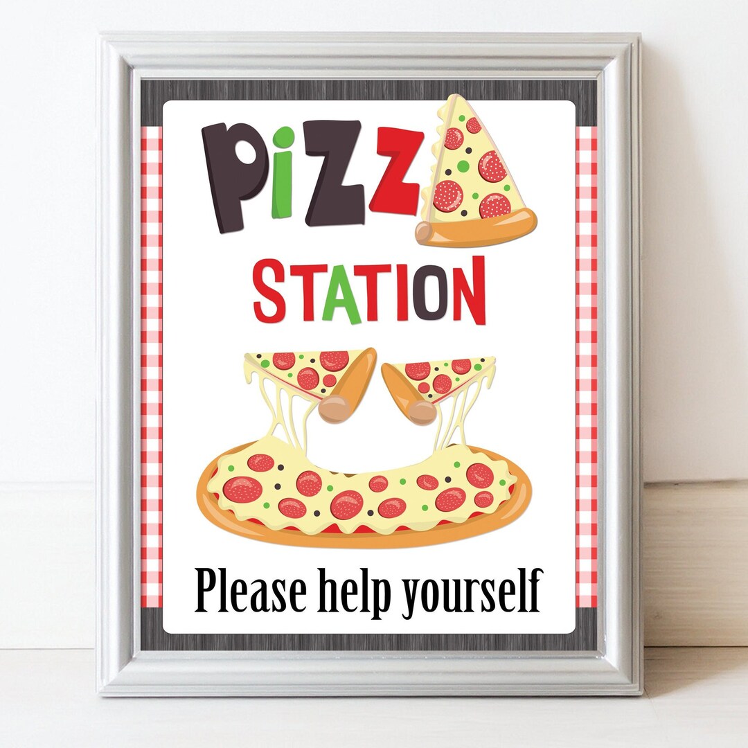 Pizza Station Sign 8x10 Pizza Party Birthday Digital Download Printable ...