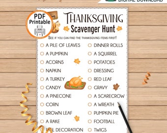 Thanksgiving Scavenger Hunt Printable, Scavenger Hunt, Thanksgiving ...