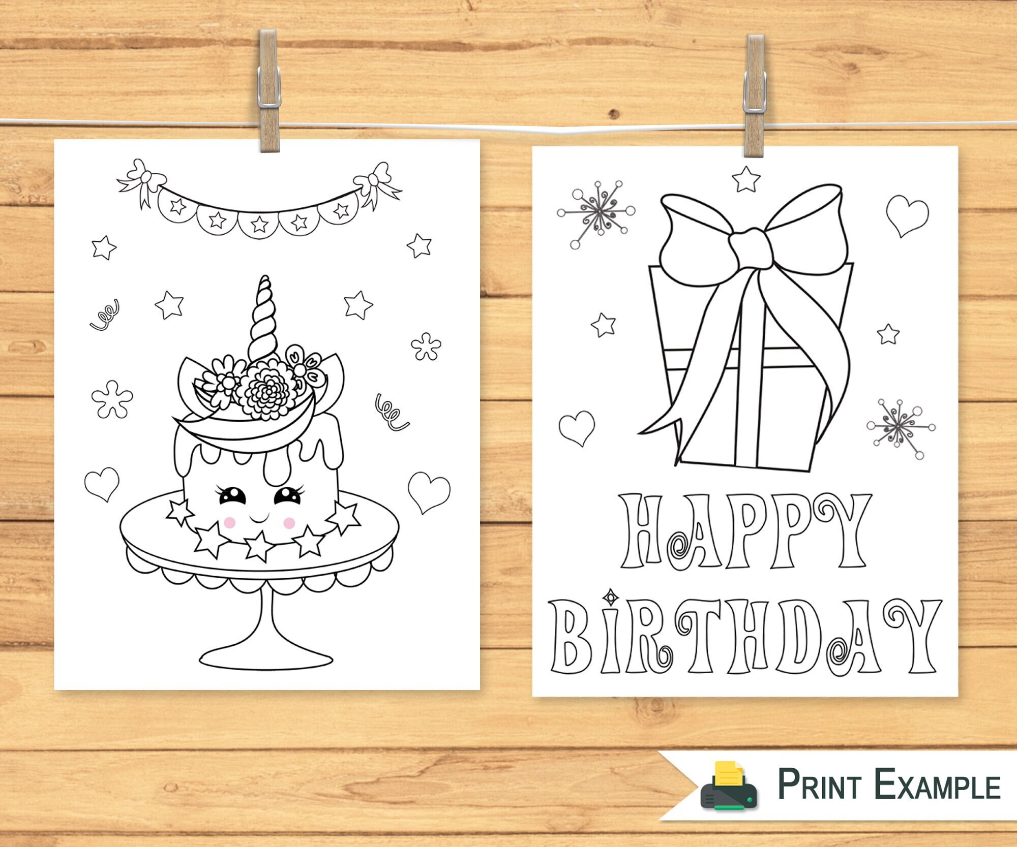 Coloring Pages for Kids Happy Birthday Unicorns Coloring Activity ...